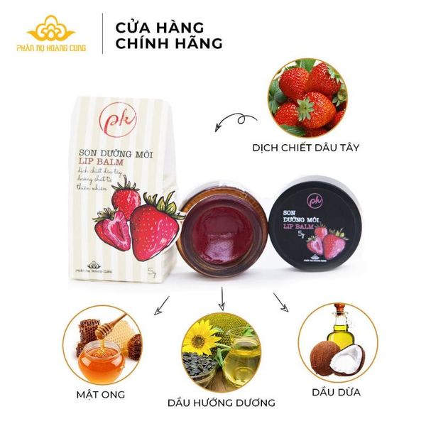 Son Dưỡng, Son Dưỡng Dâu Tây, Phấn Nụ Hoàng Cung, Dung Tích 5g