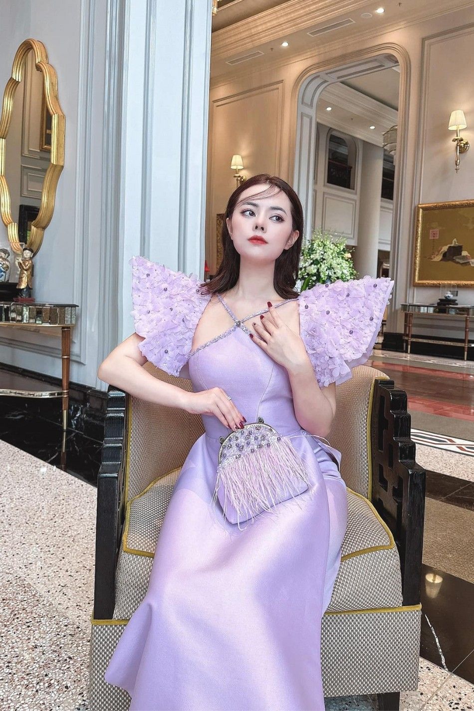 Ao dài tím cà tay cánh tiên LINN DESIGN – Hizu Dress Up