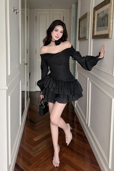 Váy đen ngắn bẹt tay dài JOSEPHINE – Hizu Dress Up
