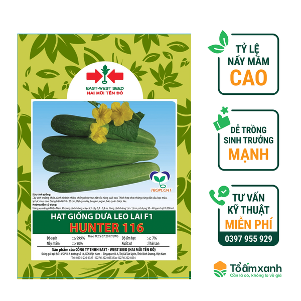 Hạt Giống Dưa Leo Lai F1 HUNTER 116 - Hai Mũi Tên ĐỏHạt Giống Dưa Leo Lai F1 Hunter 116 - Hai ...