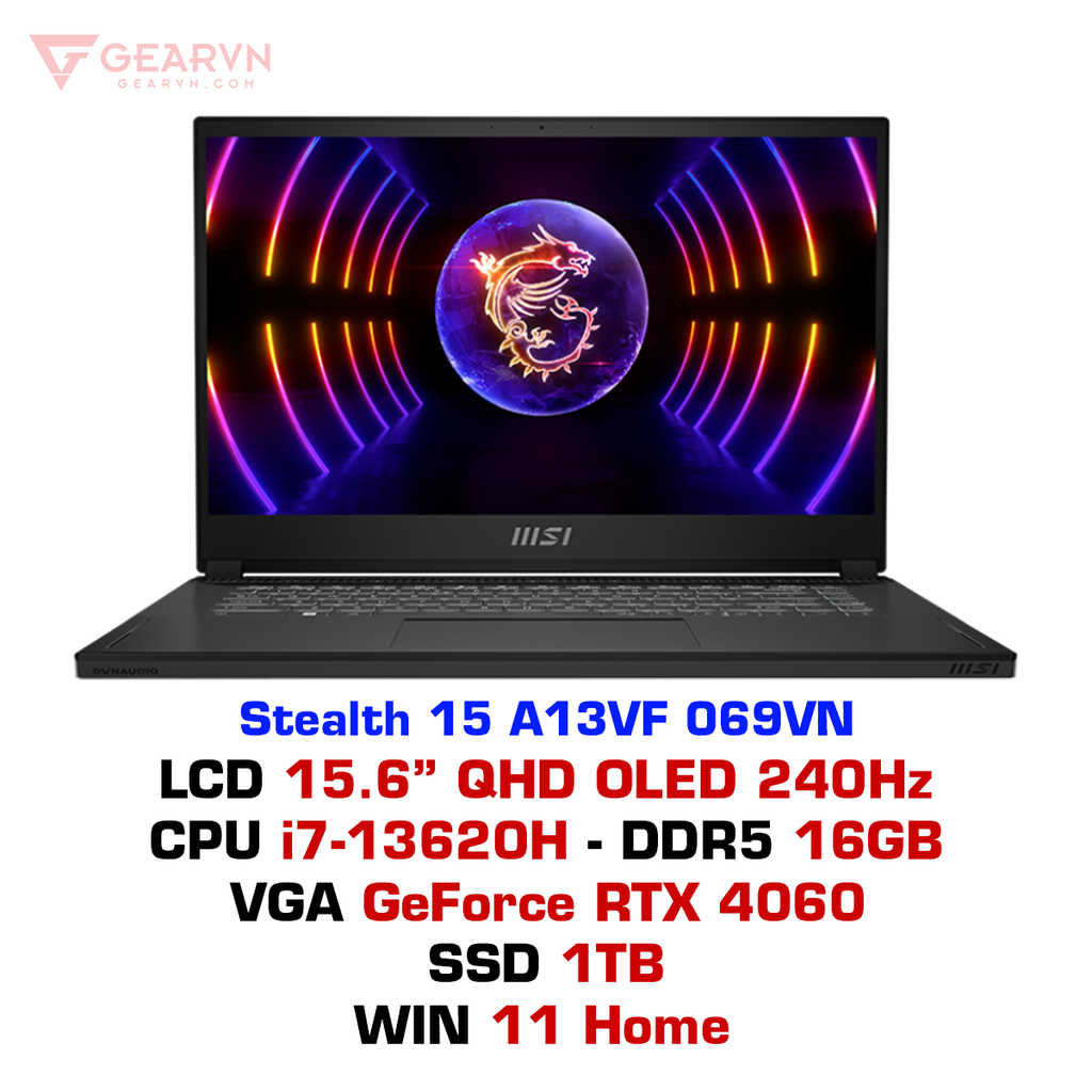 Laptop gaming MSI Stealth 15 A13VF 069VN chính hãng – GEARVN.COM