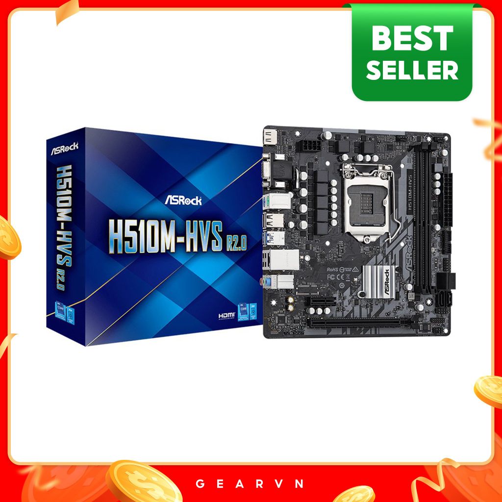 Mainboard ASROCK H510M-HVS R2.0 chính hãng, giá rẻ – GEARVN.COM