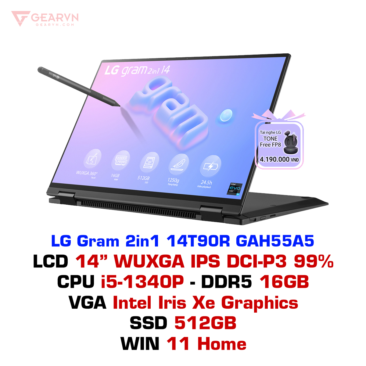 Laptop LG Gram 2in1 14T90R GAH55A5 chính hãng – GEARVN.COM