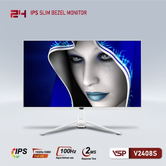 Màn hình VSP V2408S White 24" IPS 100Hz chính hãng, giá rẻ – GEARVN.COM