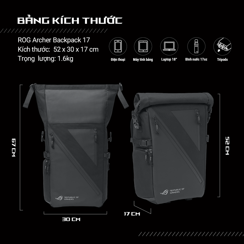 Balo ASUS ROG Archer Backpack 17 BP2702 – GEARVN.COM