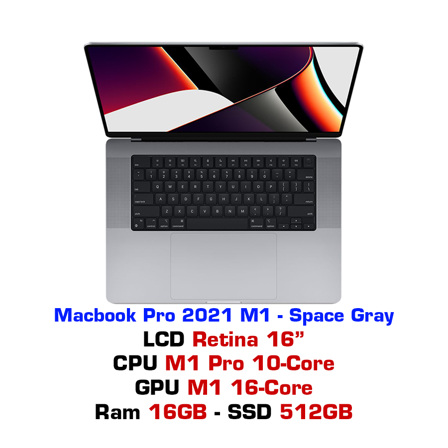 MacBook Pro 16 2021 M1 Pro 16GB 512GB Space Gray chính hãng – GEARVN.COM