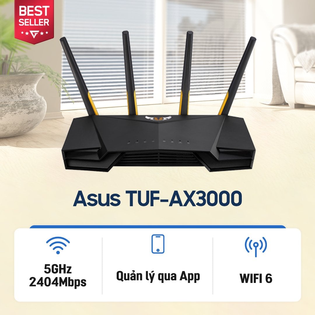 Bộ định tuyến WiFi 6 Asus TUF-AX3000 Chuẩn AX3000 – GEARVN.COM