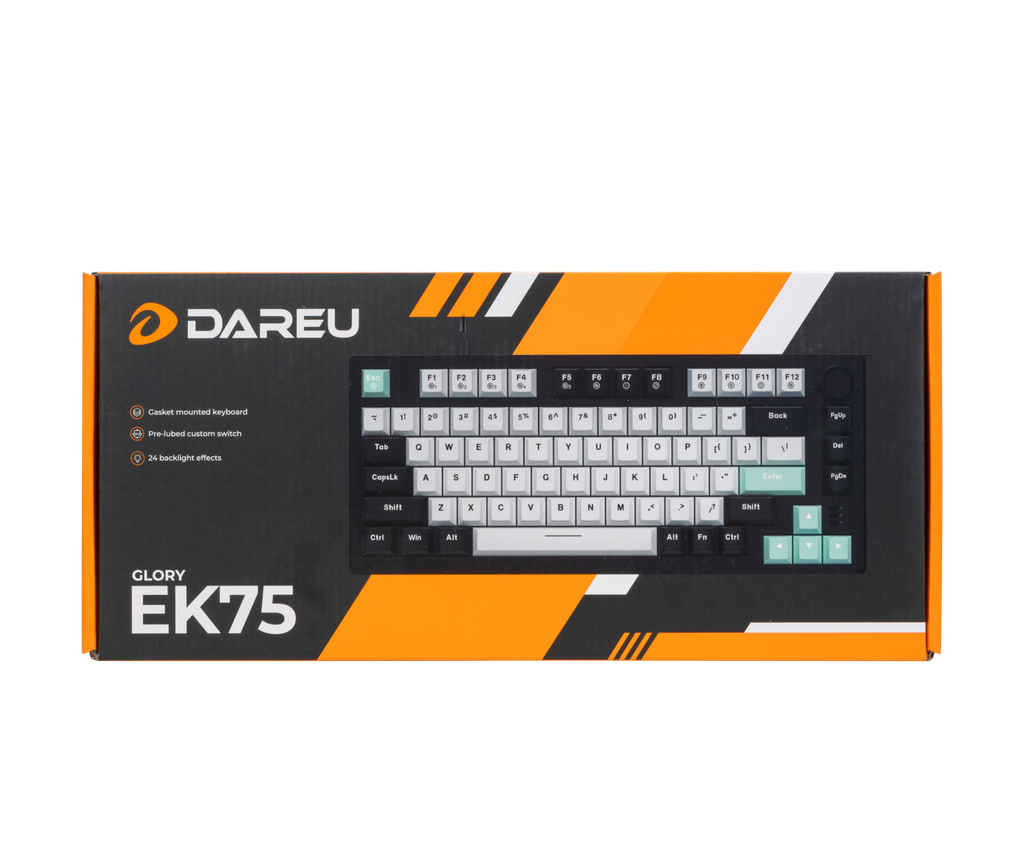 Bàn phím cơ DareU EK75 White Black Firefly switch Chính hãng – GEARVN.COM