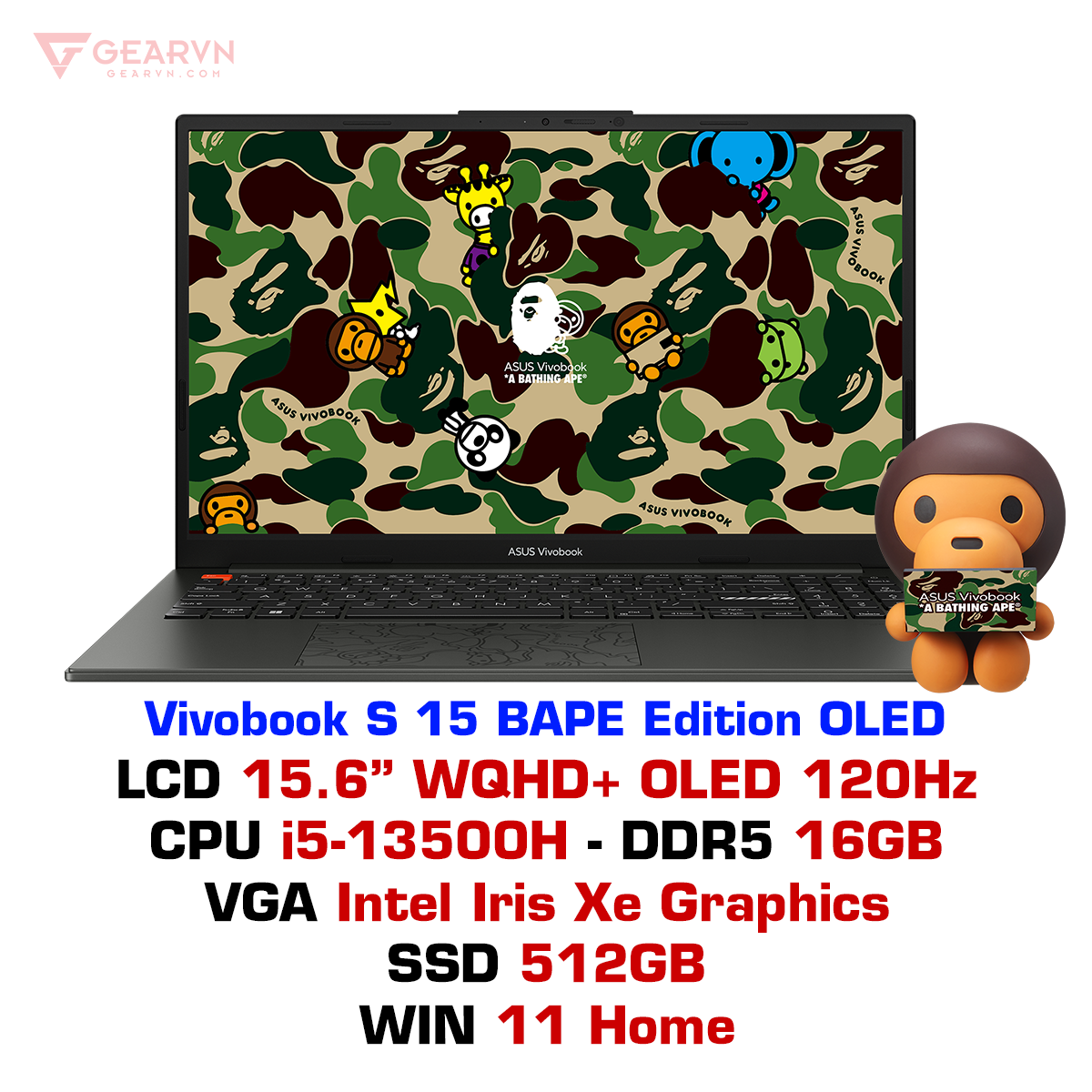 Laptop ASUS Vivobook S 15 BAPE Edition OLED S5504VA MA291W – GEARVN.COM