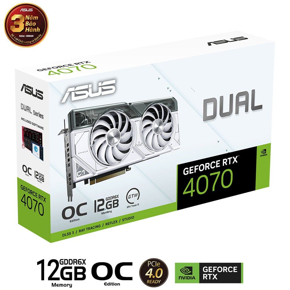 VGA ASUS Dual GeForce RTX 4070 White OC Edition 12GB GDDR6X chính hãng – GEARVN.COM