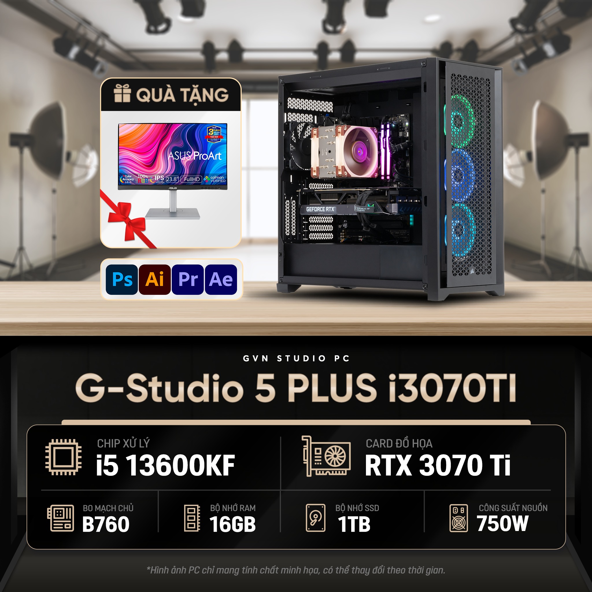 PC Đồ Họa G-Studio 5 Plus i3070Ti chính hãng, cấu hình cao – GEARVN.COM