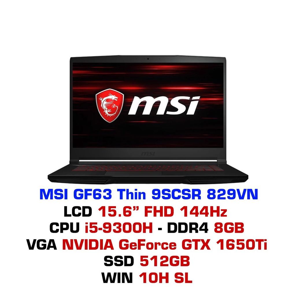 Laptop gaming MSI GF63 Thin 9SCSR 829VN chính hãng – GEARVN.COM