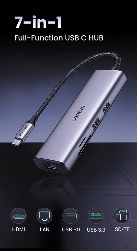 Cổng chuyển đổi USB C Ugreen 7 in 1 CM512 90568 – GEARVN.COM