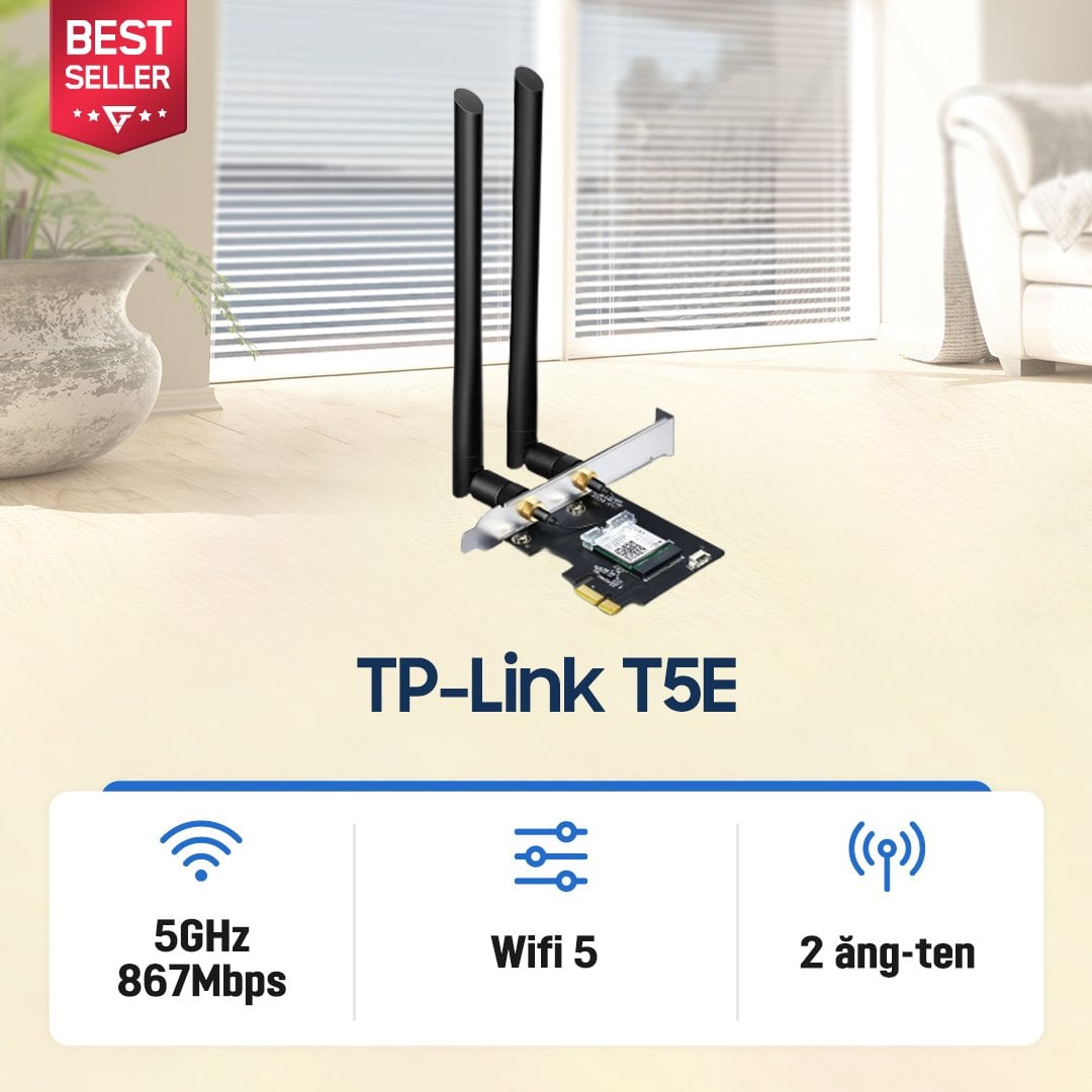 Card mạng WiFi 5 TP-Link T5E chuẩn AC1200 – GEARVN.COM