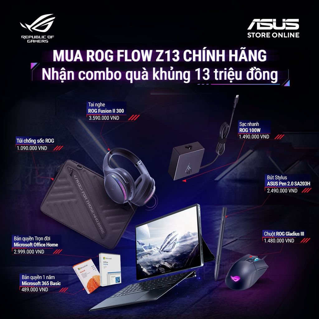 Laptop gaming ASUS ROG Flow Z13 GZ302EA RU080WS – GEARVN.COM