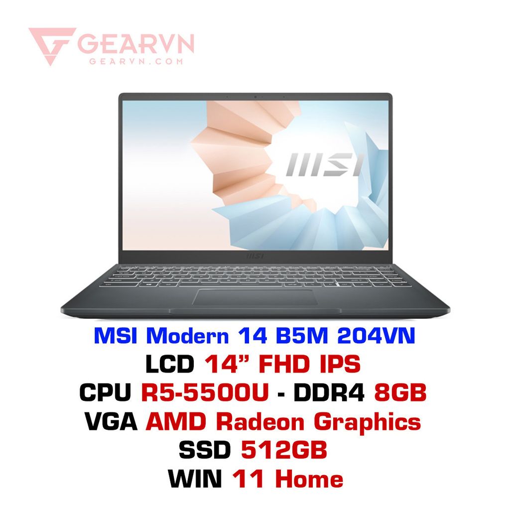 Laptop MSI Modern 14 B5M 204VN chính hãng, giá rẻ – GEARVN.COM