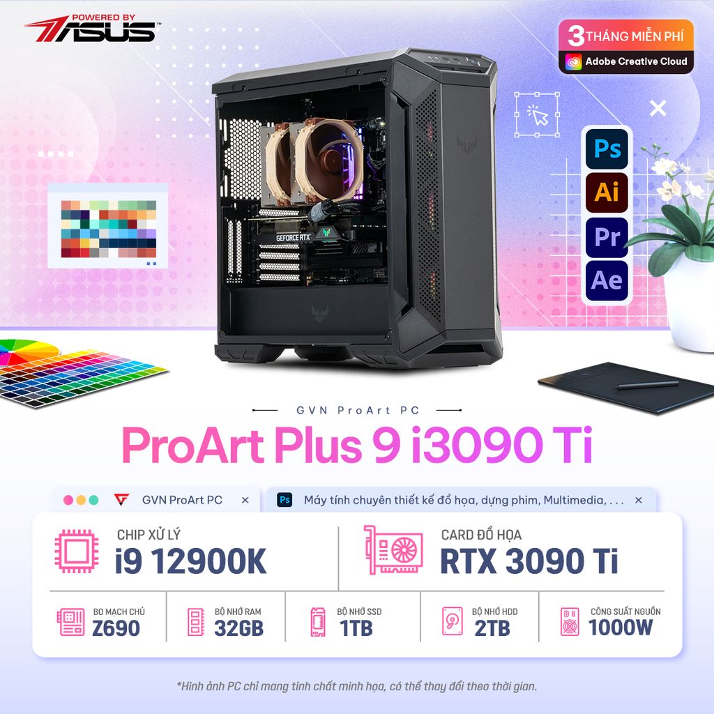 PC Gaming GVN ProArt Plus 9 i3090Ti chính hãng, cấu hình cao – GEARVN.COM