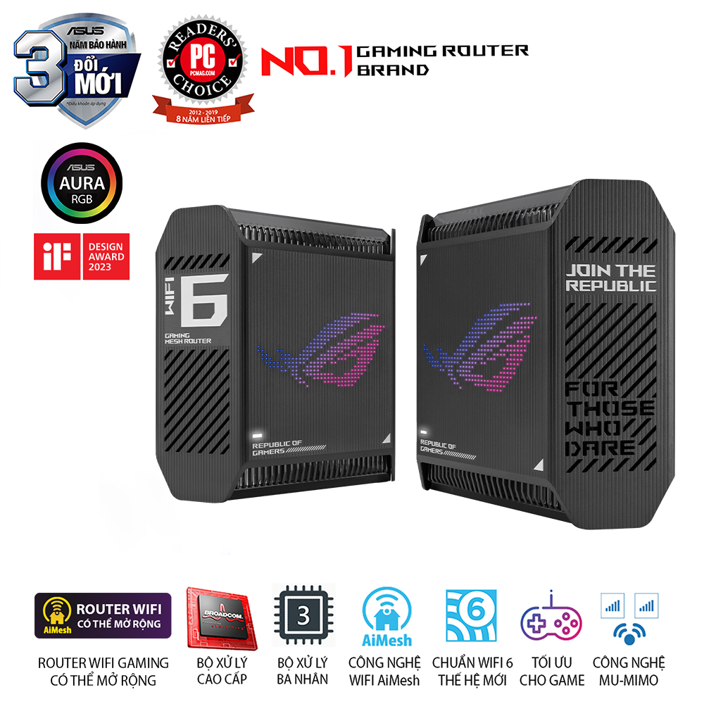 Bộ định tuyến Mesh Wi-Fi 6 Ba Băng Tần Chuẩn AX11000 ASUS ROG Rapture ...