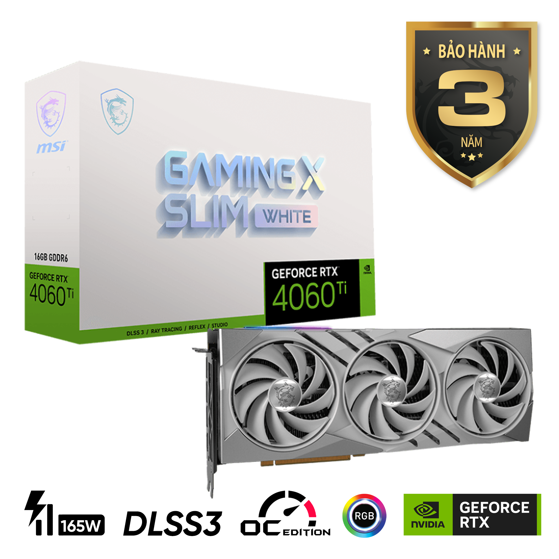 Card màn hình MSI RTX 4060 Ti GAMING X SLIM WHITE 16G – GEARVN.COM