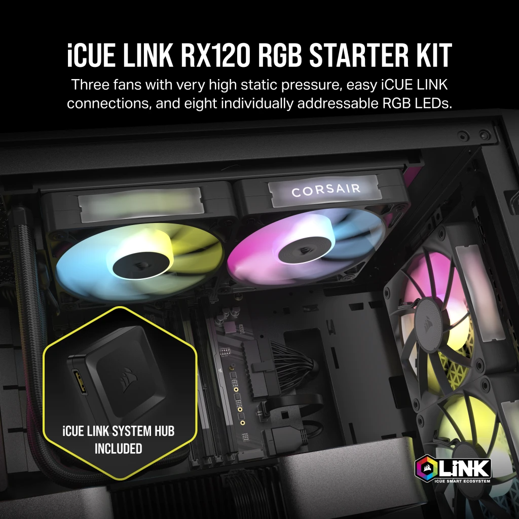 Bộ 3 quạt Corsair iCUE Link RX120 RGB (CO-9051018-WW) chính hãng ...