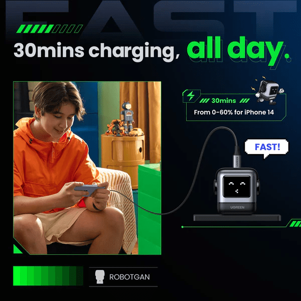 Củ sạc Ugreen RoboGaN Mini CD359 15550 USB-C 30W (Black) – GEARVN.COM