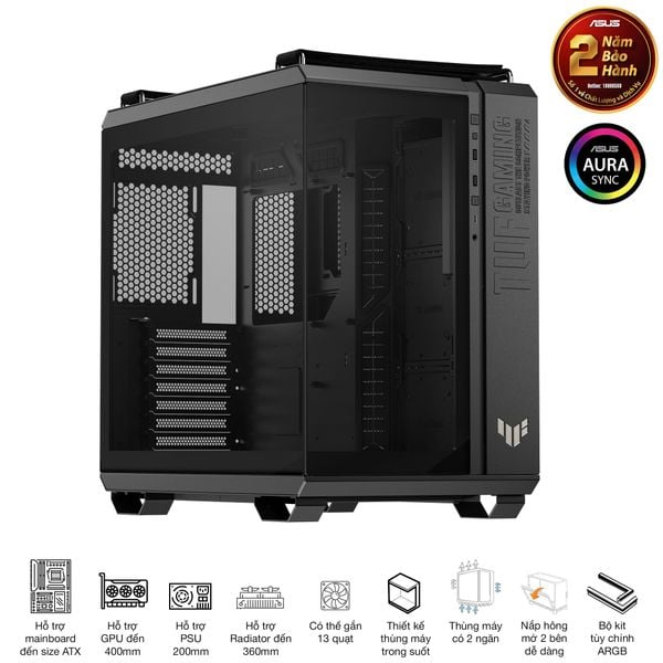Case Asus TUF Gaming GT502 Black chính hãng, giá rẻ – GEARVN.COM
