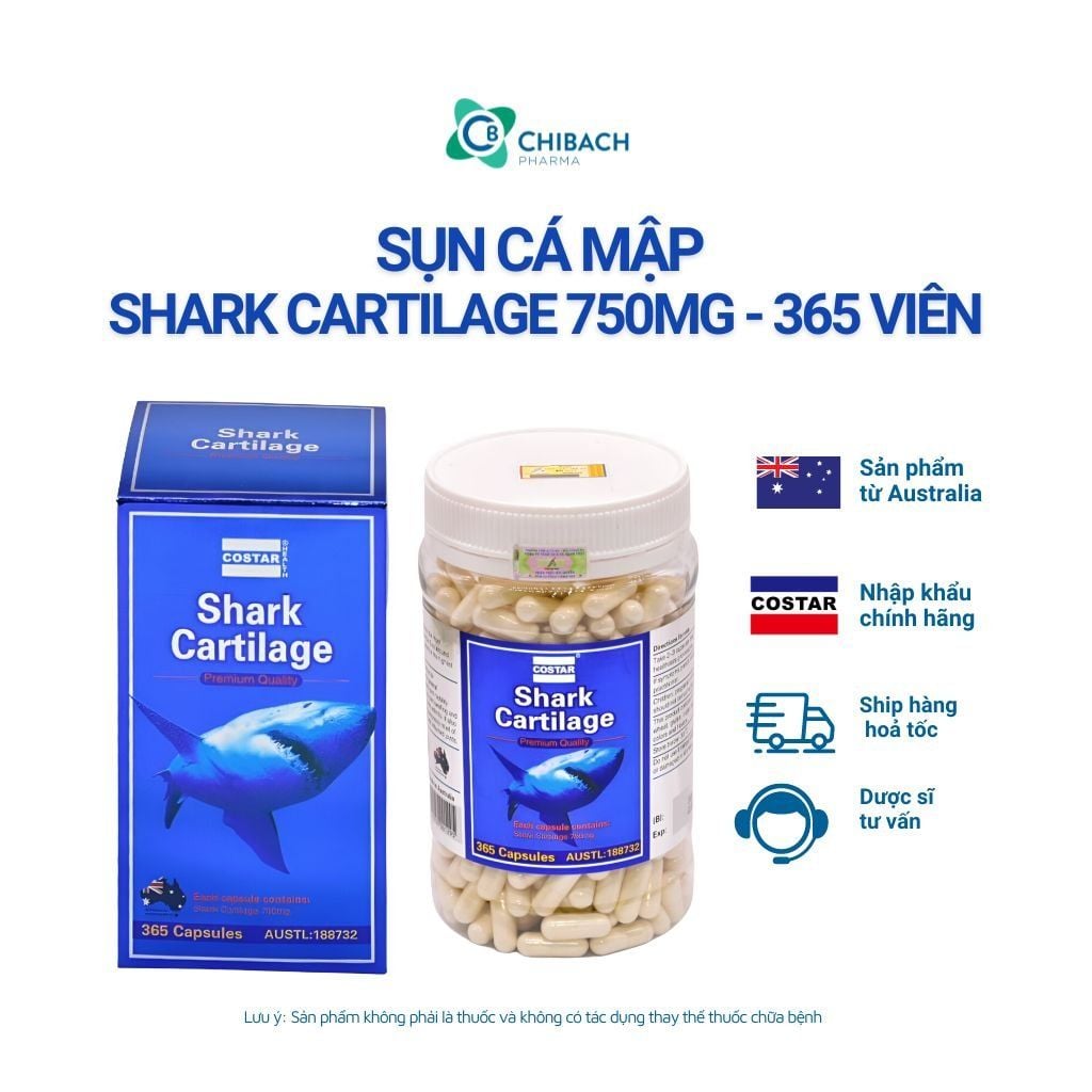 SỤN CÁ MẬP SHARK CARTILAGE 750MG BỔ KHỚP 365 VIÊN