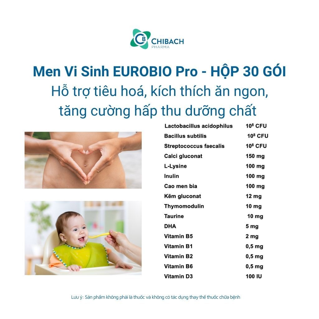 MEN VI SINH EUROBIO Pro HỘP 30 GÓI HỖ TRỢ TIÊU HOÁ