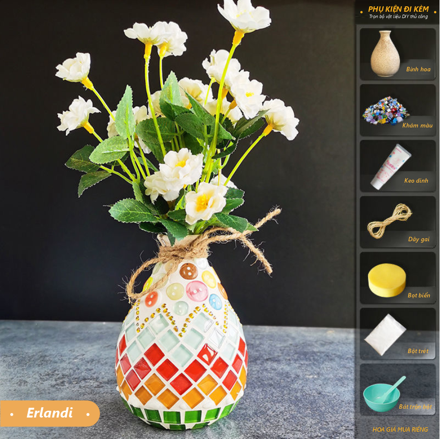Bộ Kit DIY bình hoa bằng đá Mosaic sáng tạo, xinh xắn– Loho House