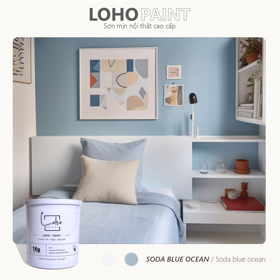 Sơn tường trong nhà tone màu xanh lam | Lon sơn 1kg– Loho House