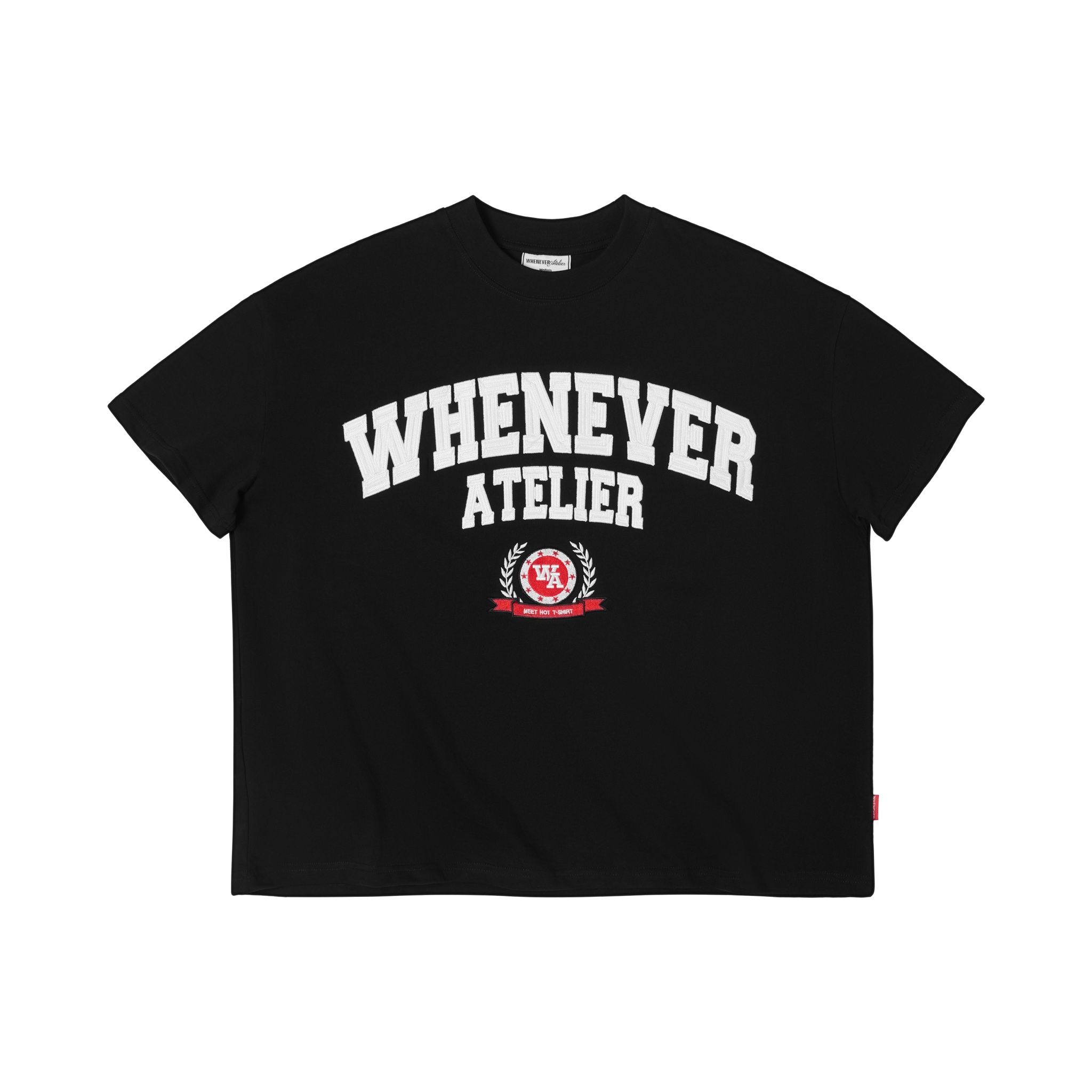 “WHENEVER” LOGO-EMBROIDERED COTTON T-SHIRT/ BLACK – wheneveratelier