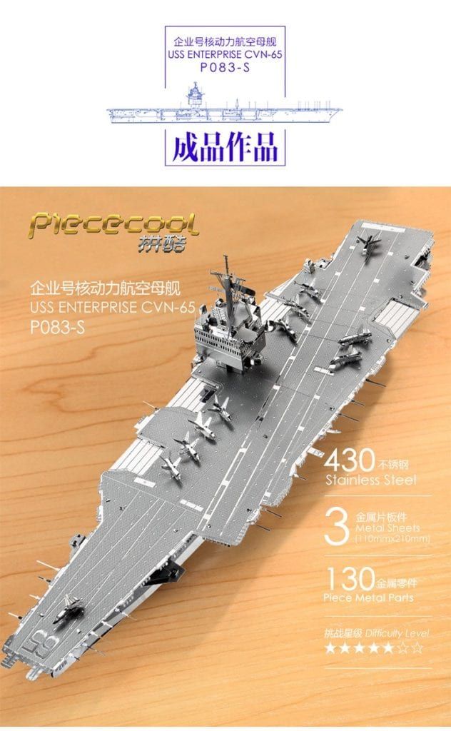 Mô hình kim loại lắp ráp 3D Tàu Sân Bay Uss Enterprise Cvn-65 (Silver ...