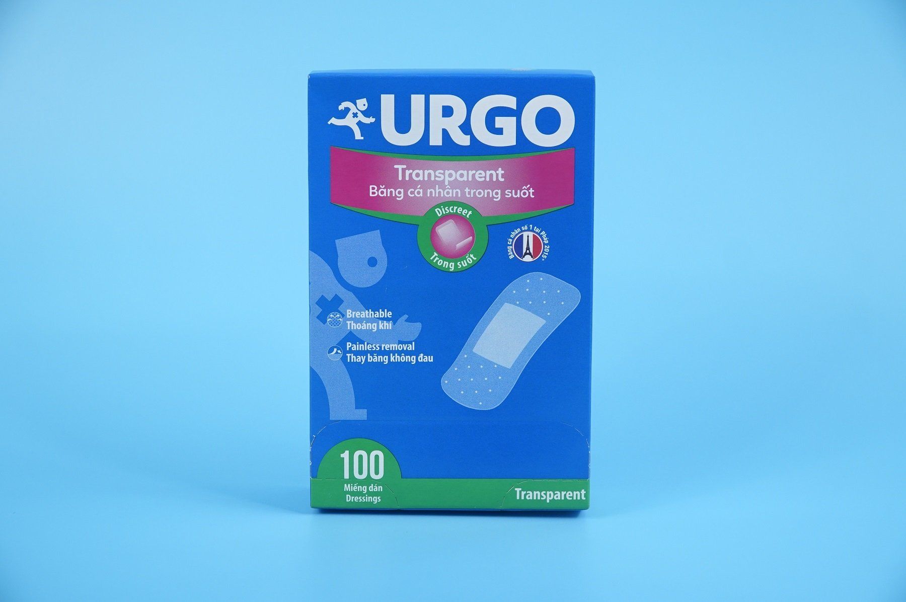 Hộp 100 miếng băng cá nhân trong suốt Urgo Transparent 2cm x 7,2cm bảo ...