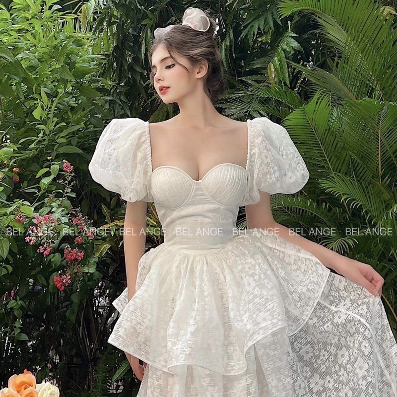 BEL ANGE - Đầm công chúa Bella cúp ngực hoạ tiết hoa mai