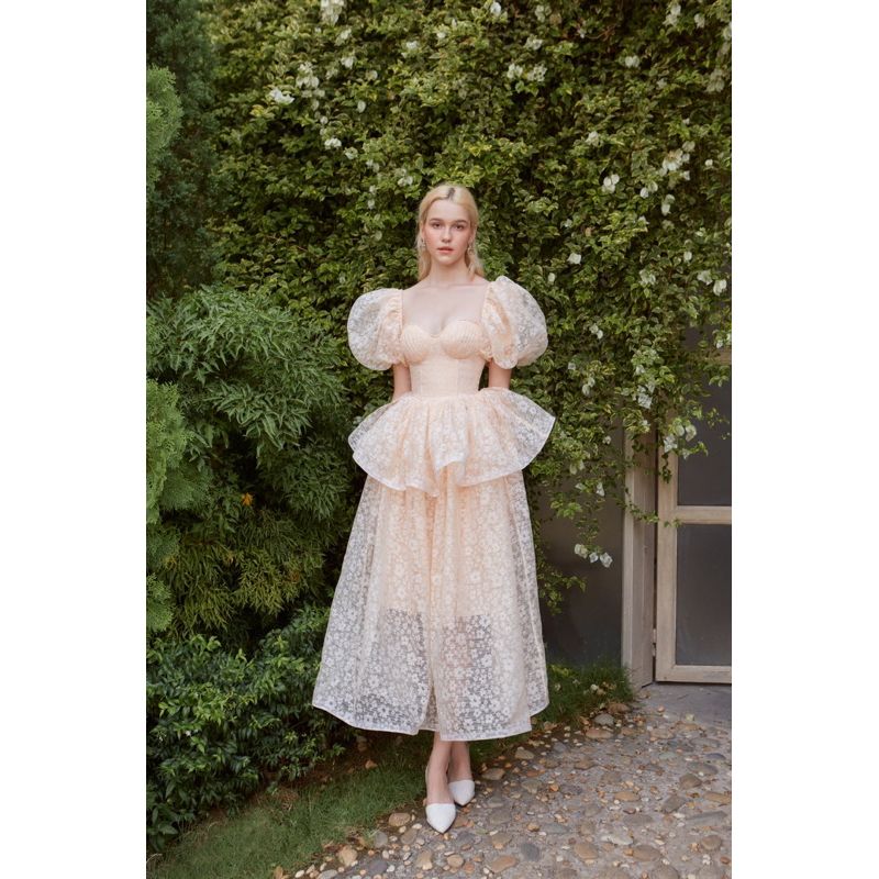 BEL ANGE - Đầm công chúa Bella cúp ngực hoạ tiết hoa mai