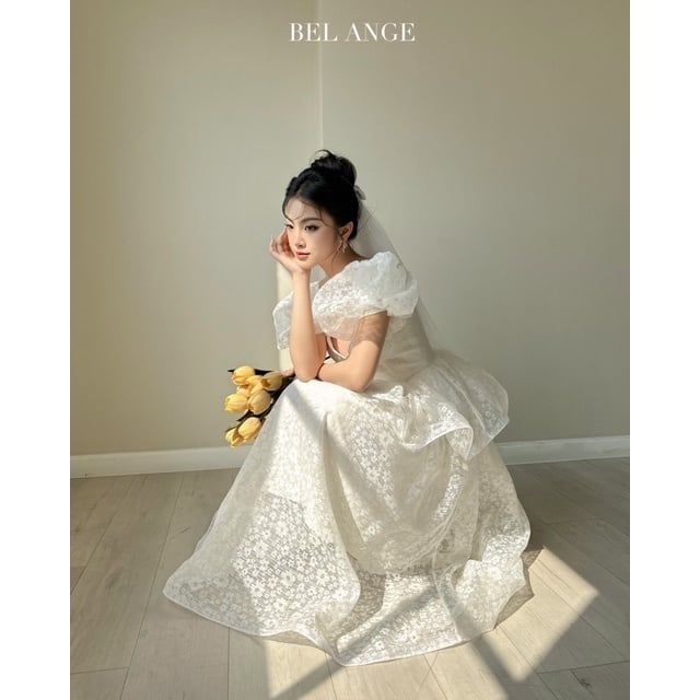 BEL ANGE - Đầm công chúa Bella cúp ngực hoạ tiết hoa mai
