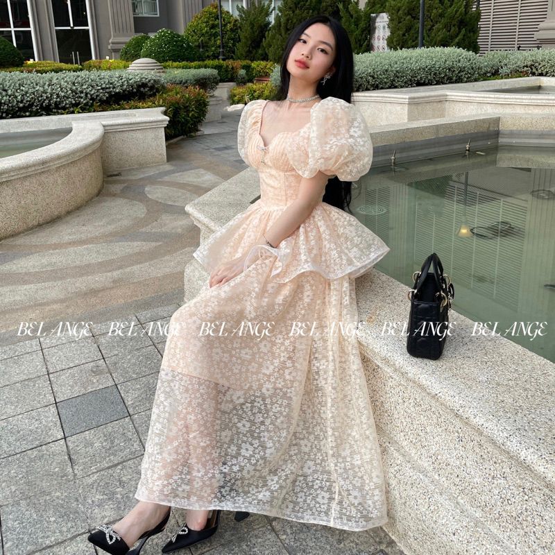 BEL ANGE - Đầm công chúa Bella cúp ngực hoạ tiết hoa mai