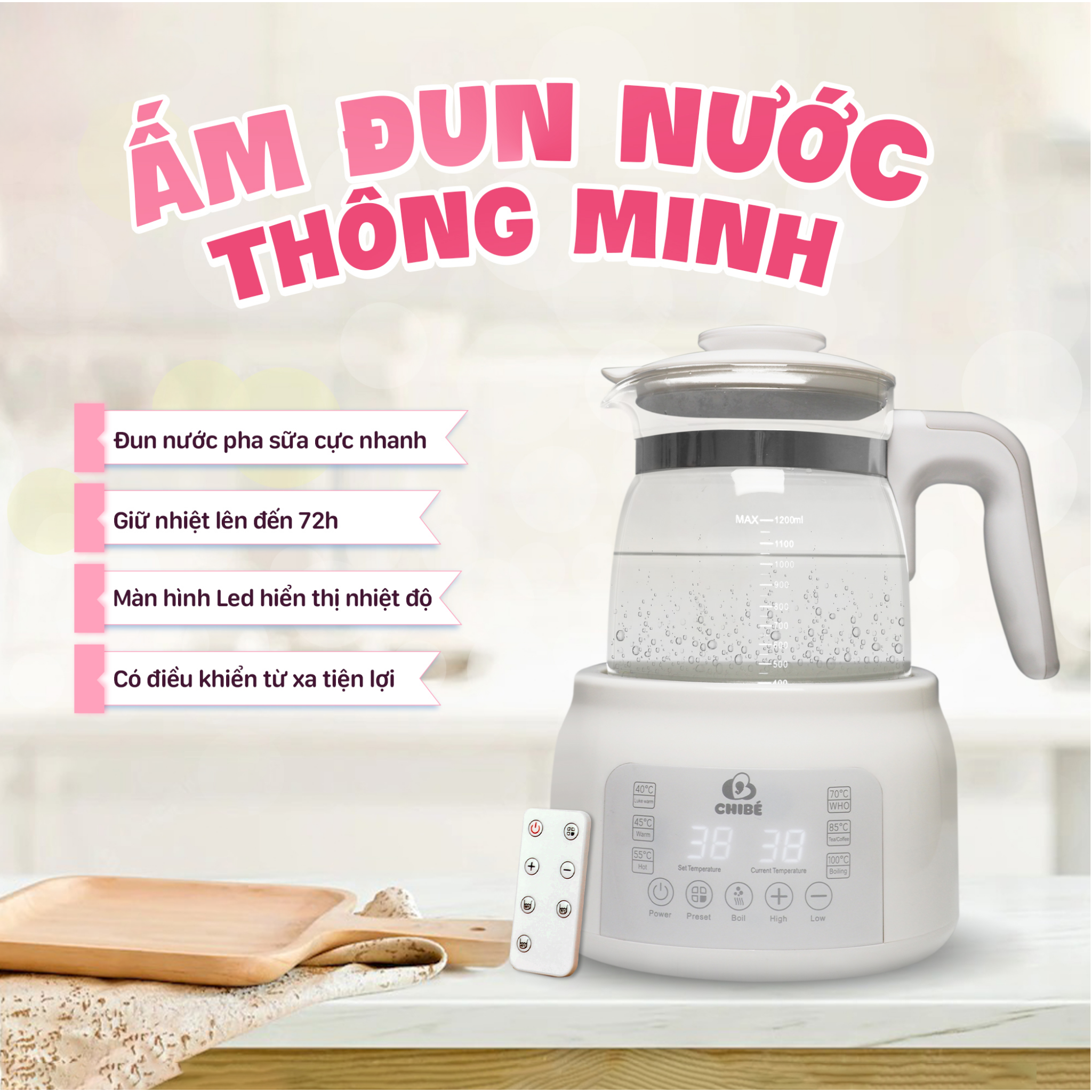 Ấm đun nước Chibe MB002 – MayBack Mart - Thế Giới Mẹ & Bé