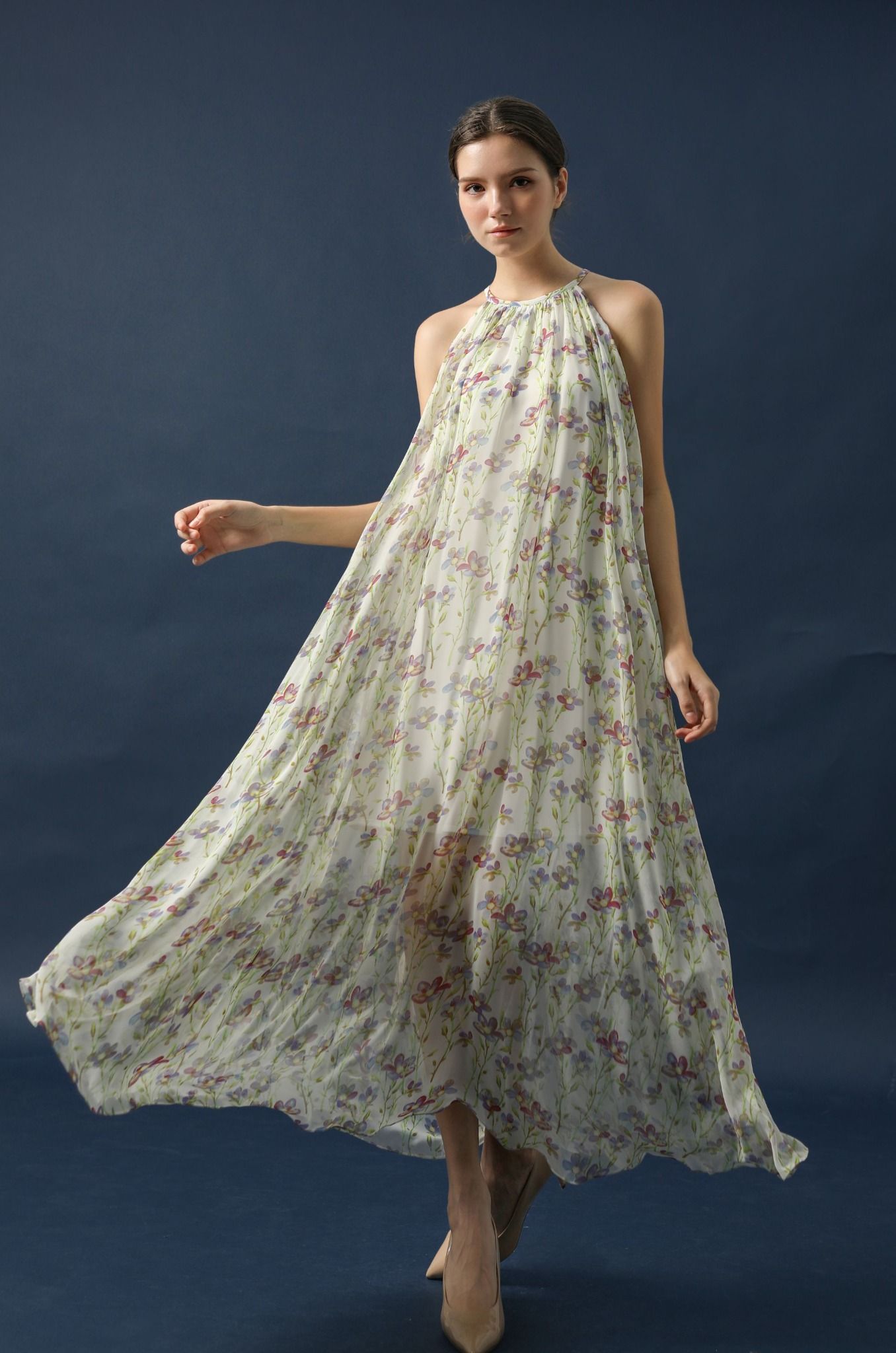 Đầm yếm cổ viền nhún – Miurey Tokyo