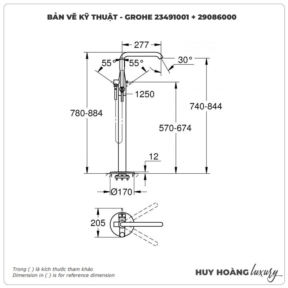 Vòi xả bồn đặt sàn GROHE Essence New 23491001+29086000 | CHÍNH HÃNG 10