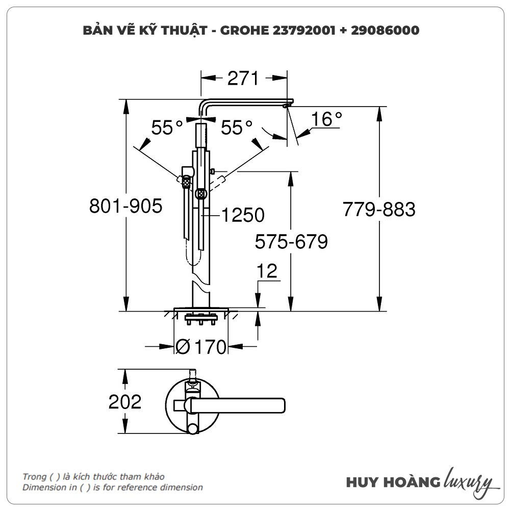 Vòi xả bồn đặt sàn GROHE 23792001 + 29086000 |CHÍNH HÃNG 100%
