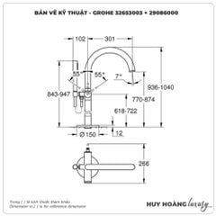Vòi xả bồn đặt sàn GROHE 32653003 + 29086000 |CHÍNH HÃNG 100%