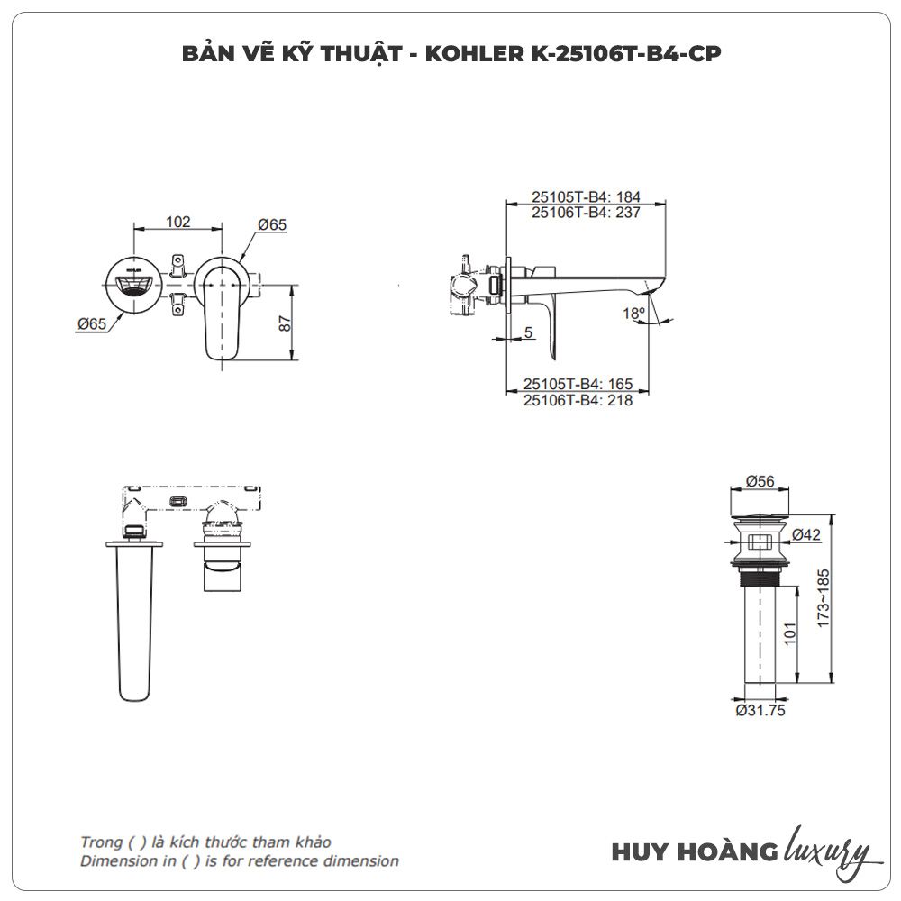 Vòi Gắn Tường Kohler K 25106t B4 Cp ChÍnh HÃng 100