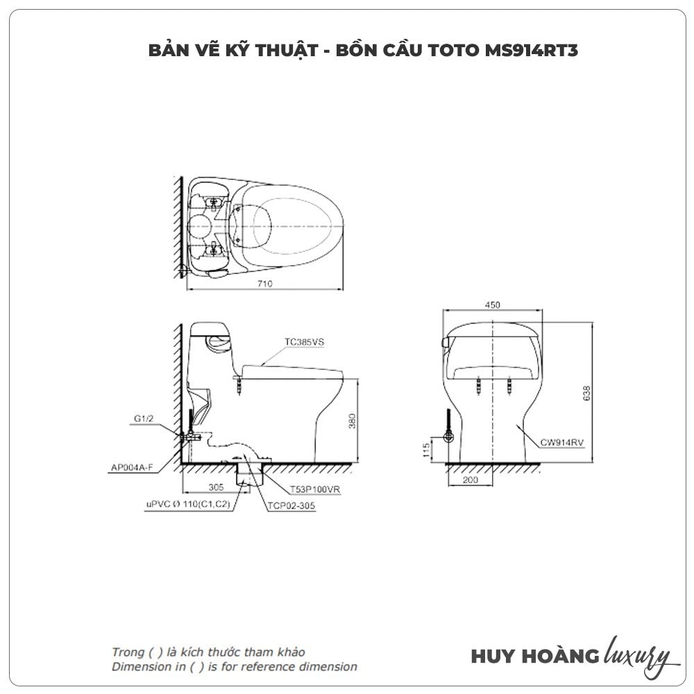 Bồn cầu 1 khối TOTO MS914RT3 nắp đóng êm TC385VS | HUY HOÀNG LUXURY