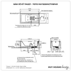Bồn tắm xây TOTO PAY1520HV/TVBF411 (1.5M) chính hãng TOTO | HUY HOÀNG