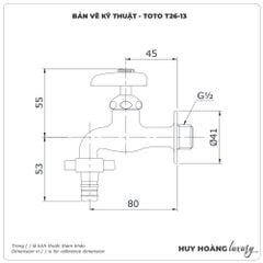 Vòi nước lạnh TOTO T26-13 - Nhập khẩu chính hãng