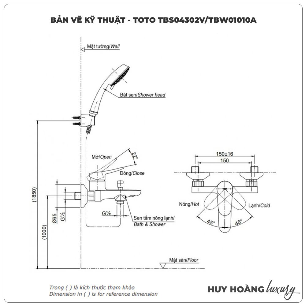 Vòi sen nóng lạnh TOTO TBS04302V/TBW01010A cao cấp - Chính hãng– HUY ...