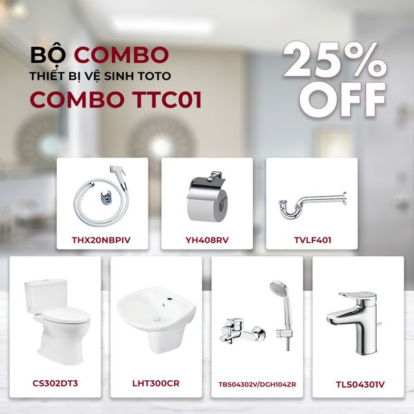 Combo thiết bị vệ sinh TOTO TTC01 chính hãng, nhận ngay chiết khấu 22%