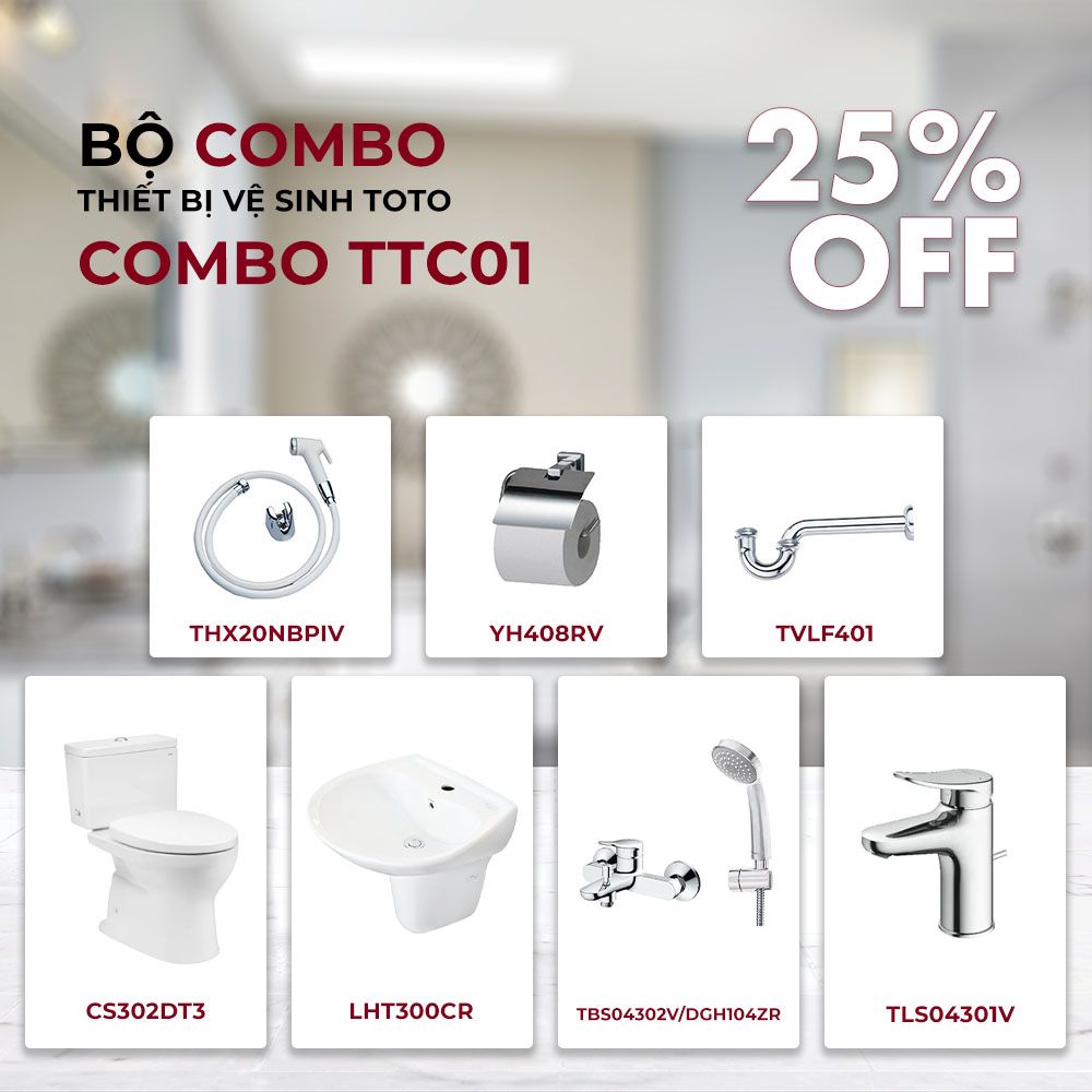 Combo thiết bị vệ sinh TOTO TTC01 chính hãng, nhận ngay chiết khấu 22%