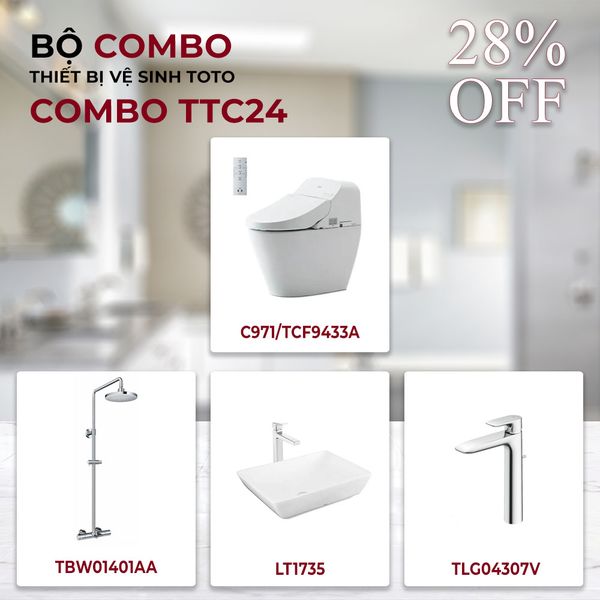 Combo thiết bị vệ sinh TOTO cao cấp TTC24, chính hãng chiết khấu 28%